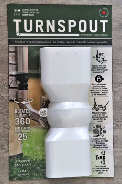 TurnSpout White Downspout Extension 2-5/8 & 2x3 | TurnSpout